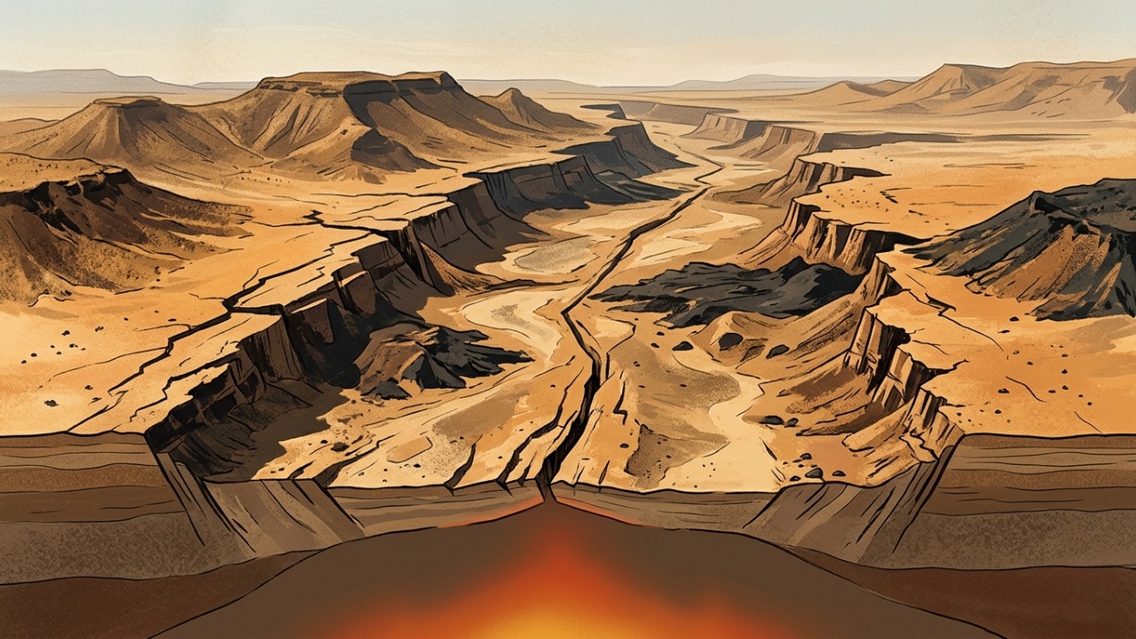 O rift de 500 km na África onde a crosta ficou fina demais e revelou o ...